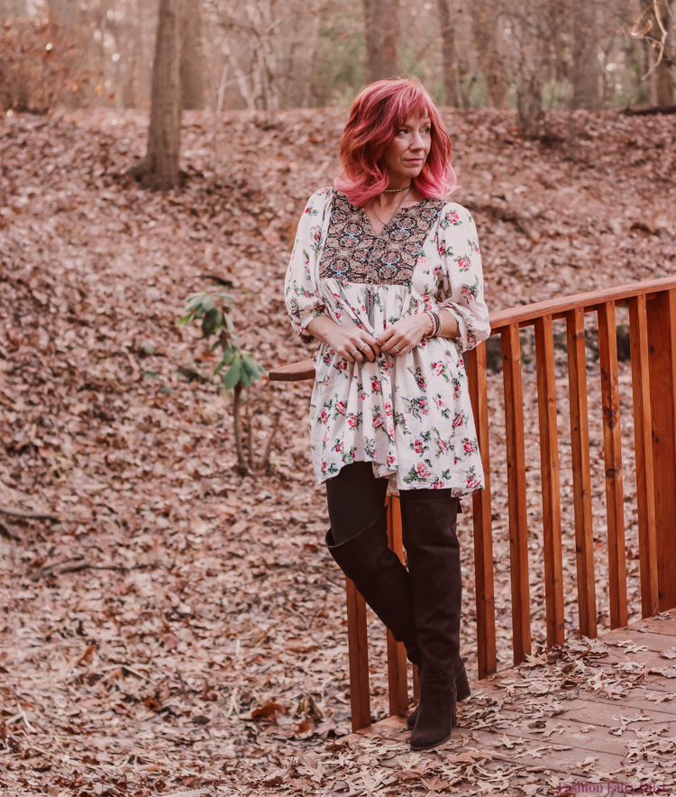 Mixed Print Boho Tunic & OTK Boots: Smile Brilliant