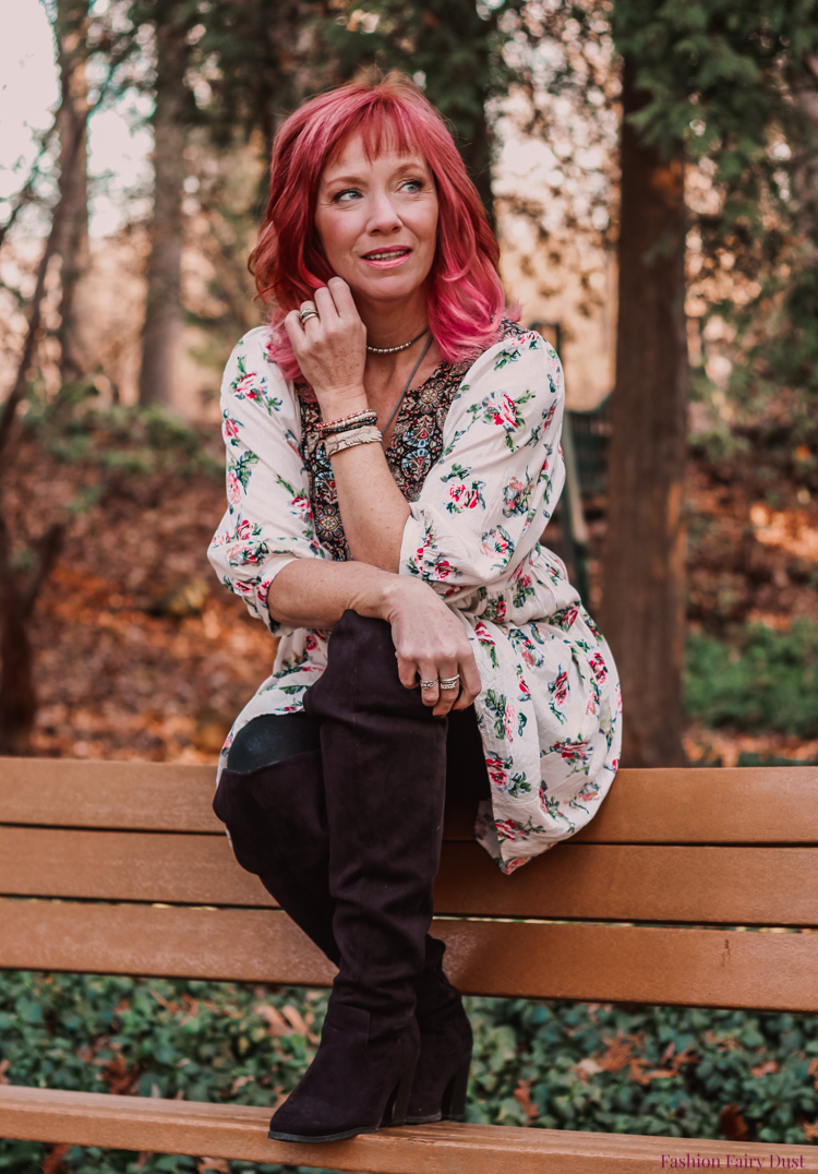 Mixed Print Boho Tunic & OTK Boots: Smile Brilliant